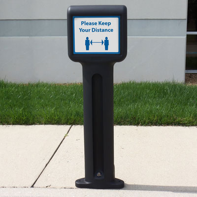 Infomaster™ Signage Bollard with Social Distancing Sign - Glasdon ...