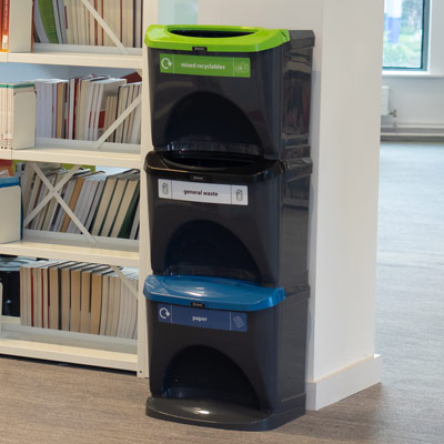 Nexus® Stack 90 - 3 Stackable Recycling Bins | Glasdon International